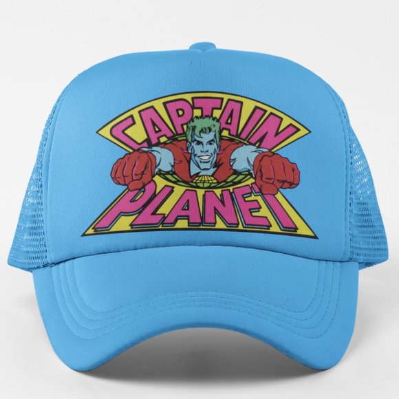 Accessories | New Captain Planet Tv Show Logo Foam Trucker Mesh Snapback Hat Sky Light Blue ...